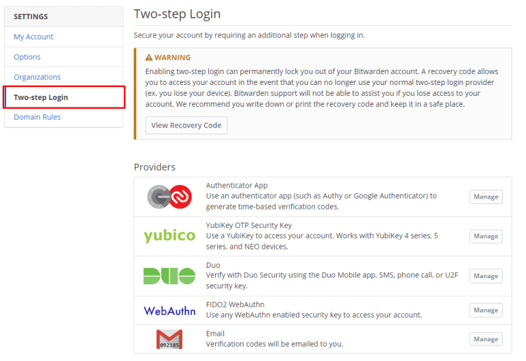 Two-step Login Methods - Passvault