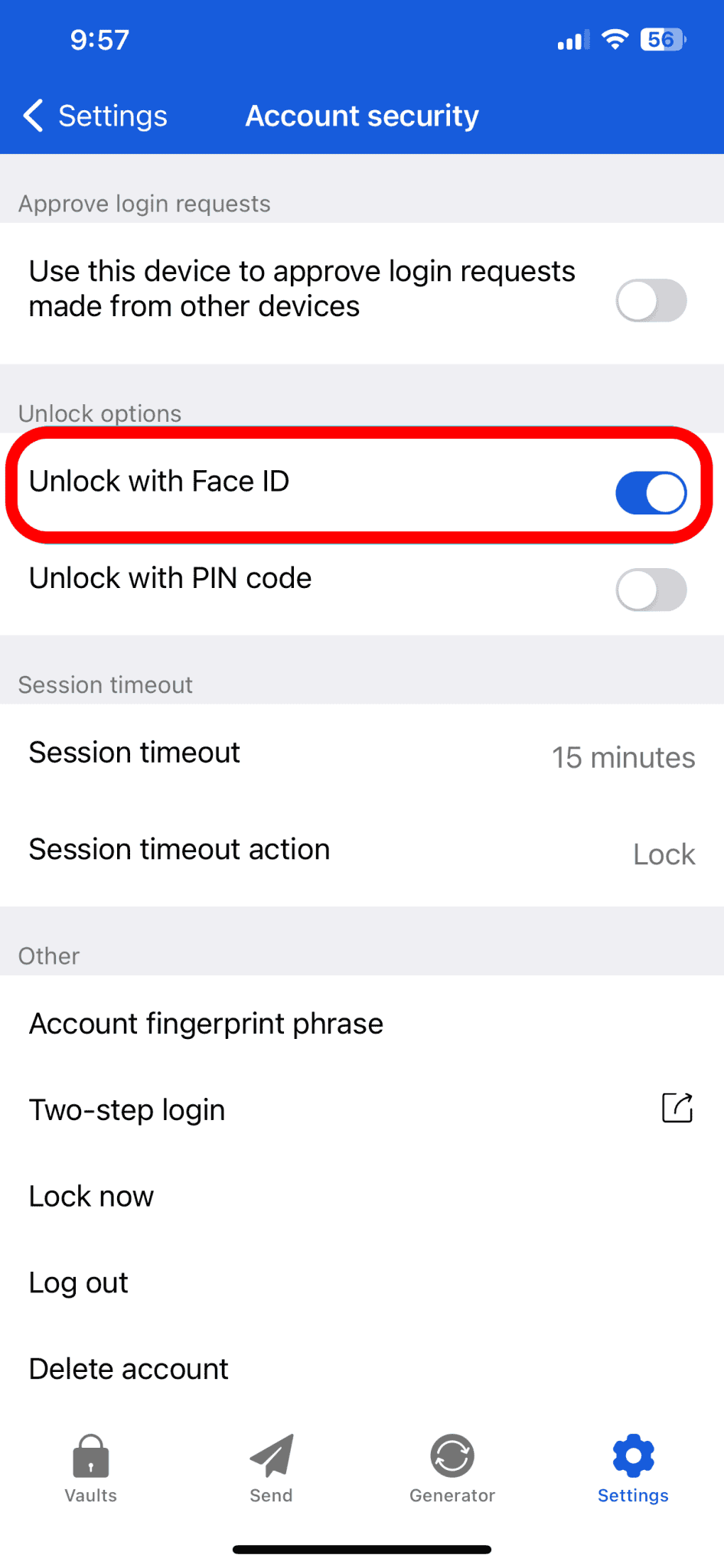 Unlock with Biometrics - Passvault